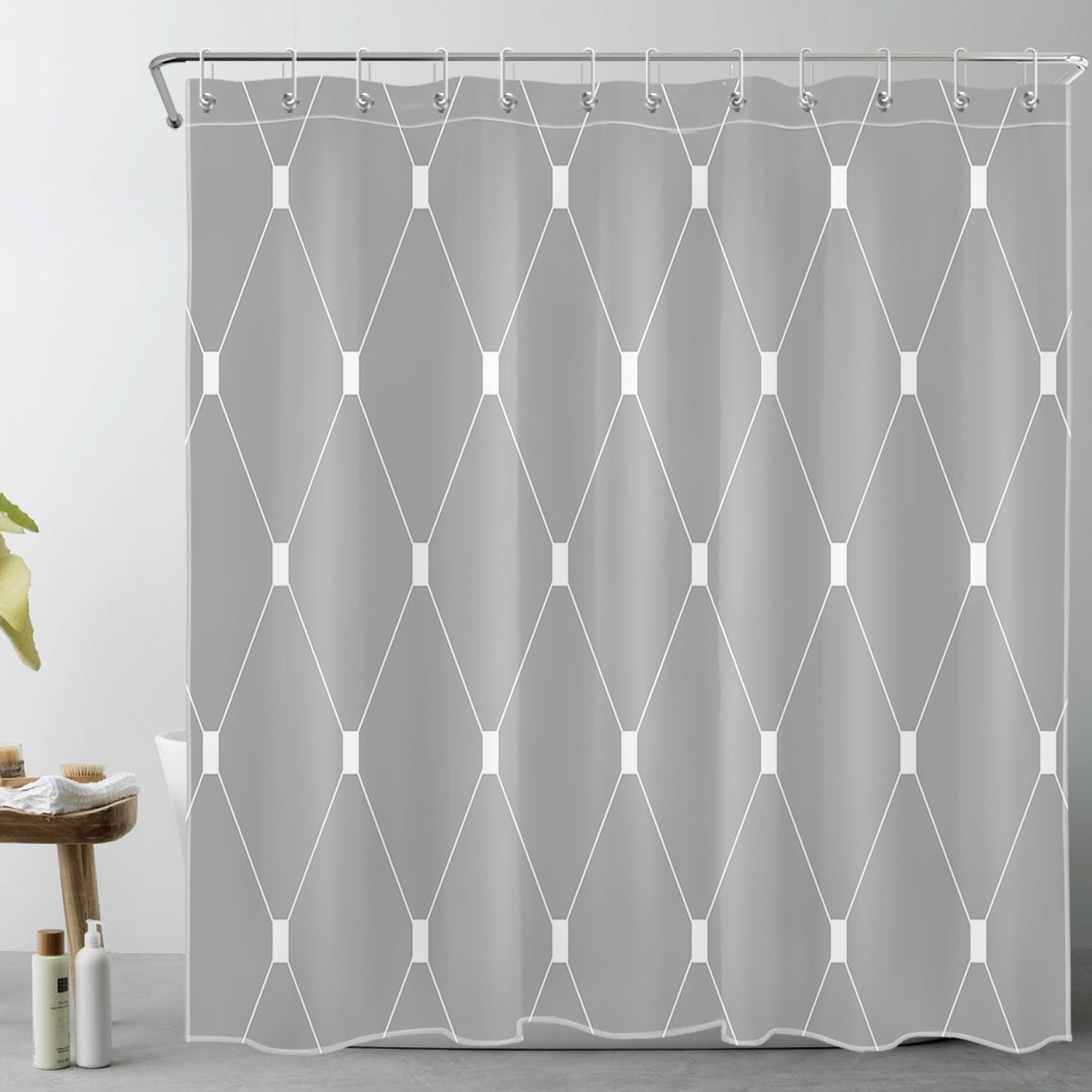 HVEST Grey Minimalist Shower Curtain Decor,Modern Grey and White ...