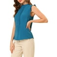 MODA NOVA Juniors Ruffled Mandarin Collar Sleeveless Pleated Work Blouse - Walmart.com