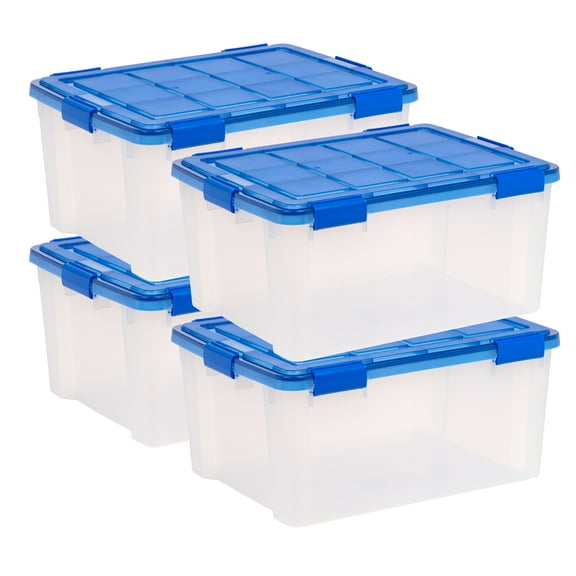 IRIS USA, 26.4 Quart WeatherPro Plastic Storage Boxes, Blue, Set of 4 ...