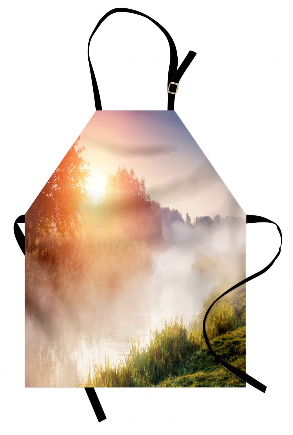 Nature Apron Beaming Sun Rays through Foggy Mountainside with Grass ...