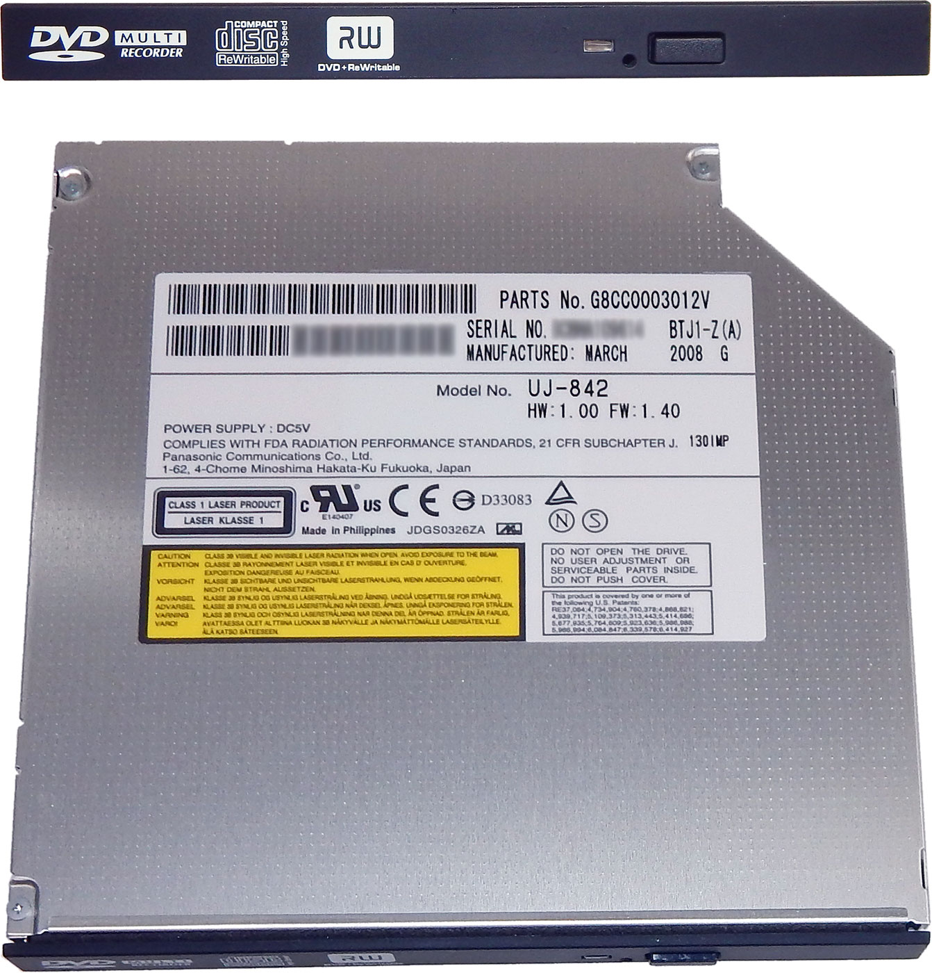 Panasonic DVDRW Burner IDE Optical Drive UJ-842 G8CC0003012V - Walmart.com