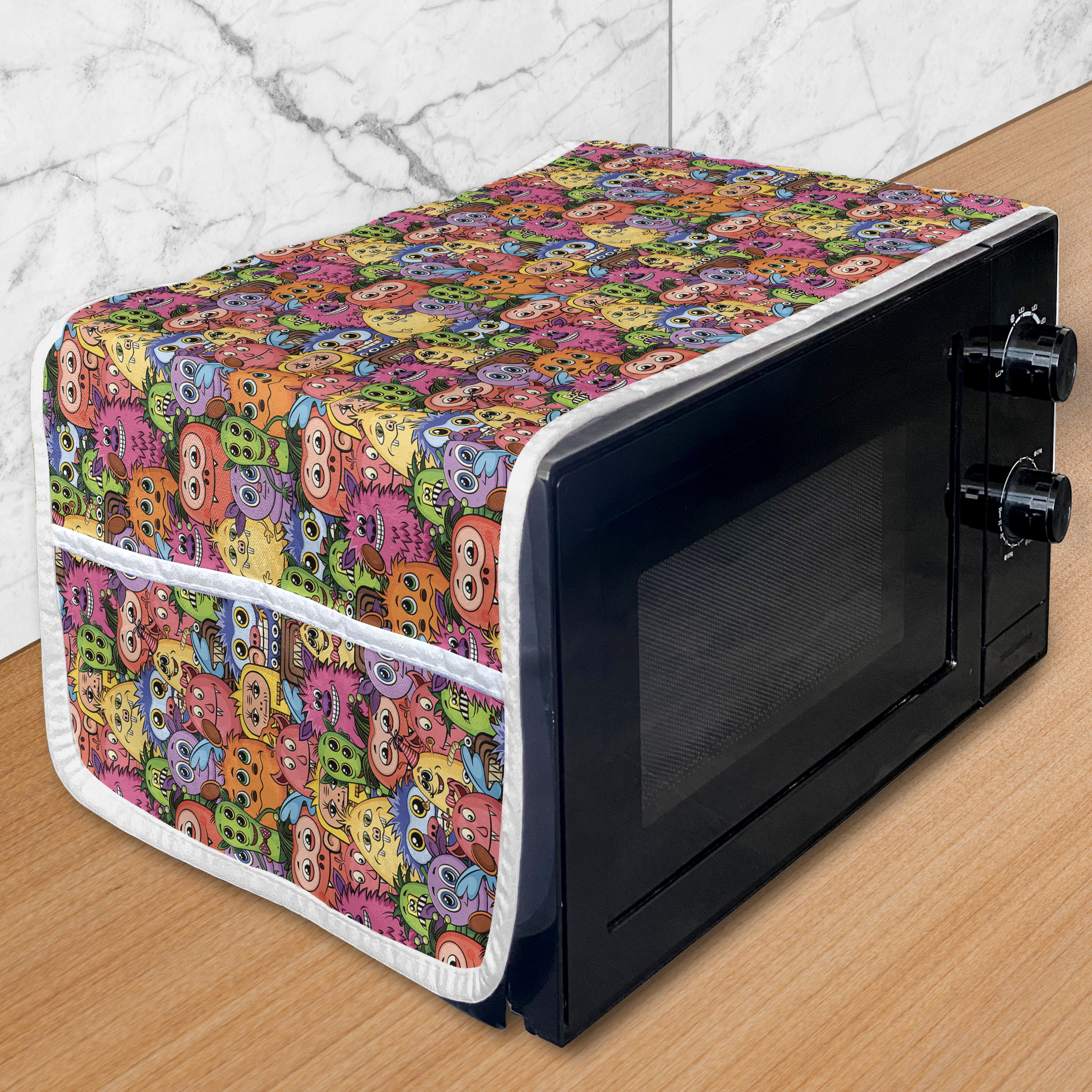 Alien Microwave Oven Cover, Carnival of Beasts Cartoon Monsters with ...