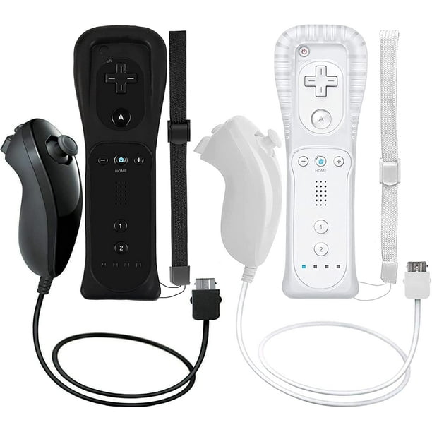 Paquete de 2 controladores inalámbricos y Nunchuck ER Wii Wii U blanco ...