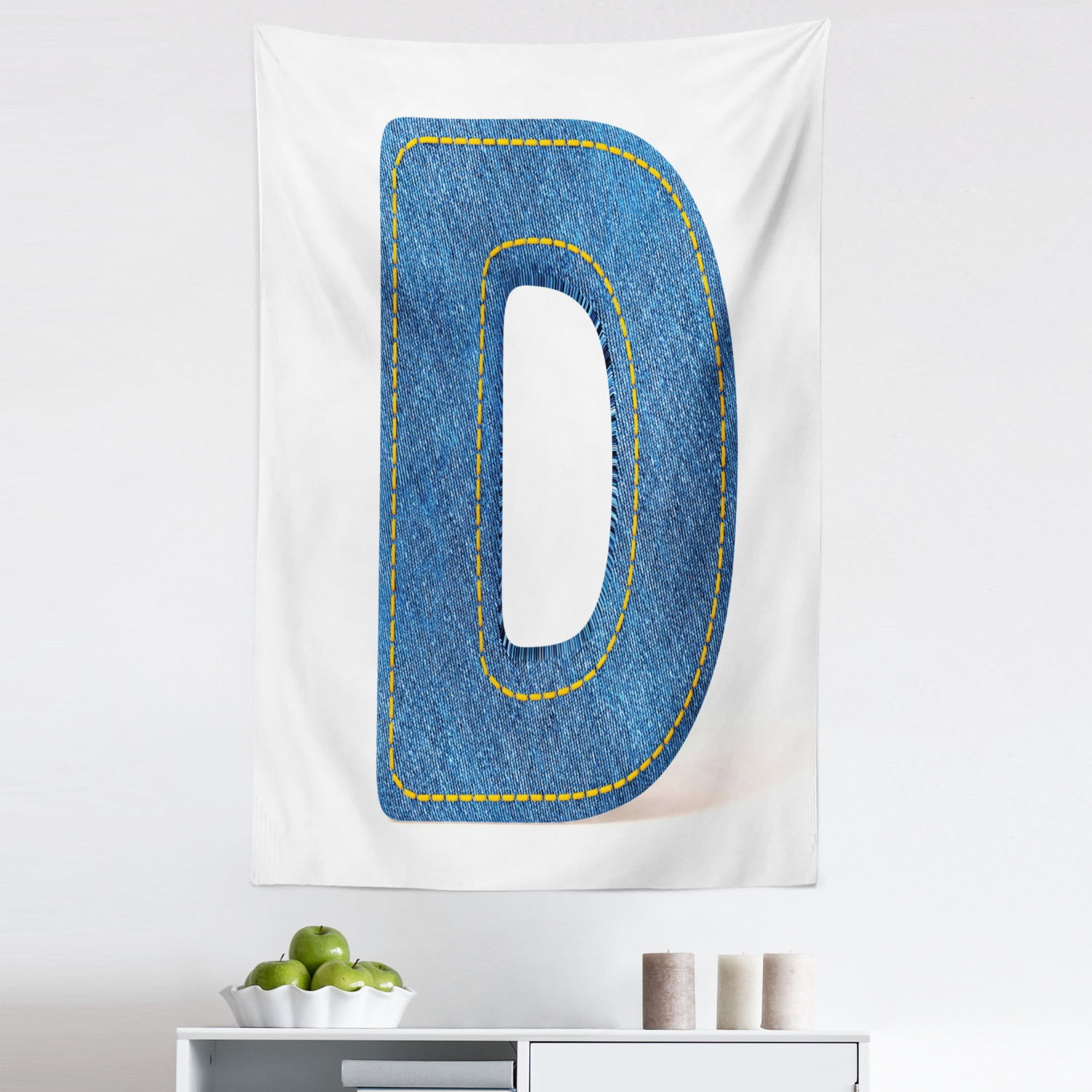 Letter D Tapestry, Retro Fashion Vibes Inspired Typography Design with ...