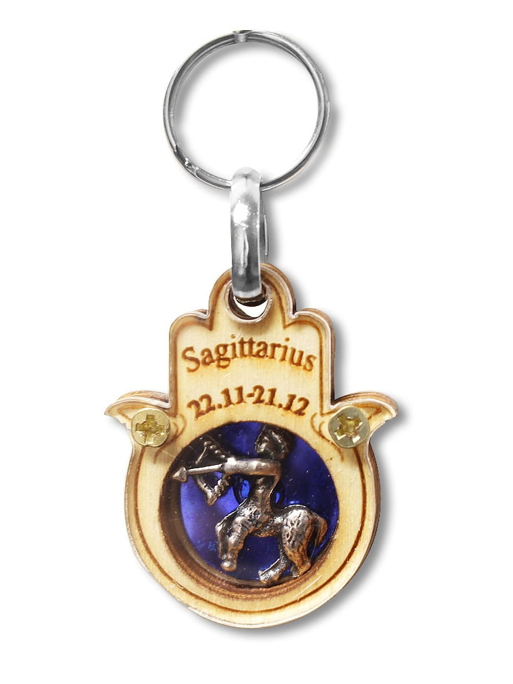 Wooden Good Luck Hamsa Hand Key Chain Keychain Zodiac Sign ...