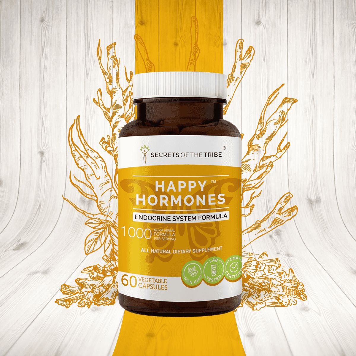 Happy Hormones 60 Capsules, 500 mg, Ashwagandha, Astragalus, Licorice ...