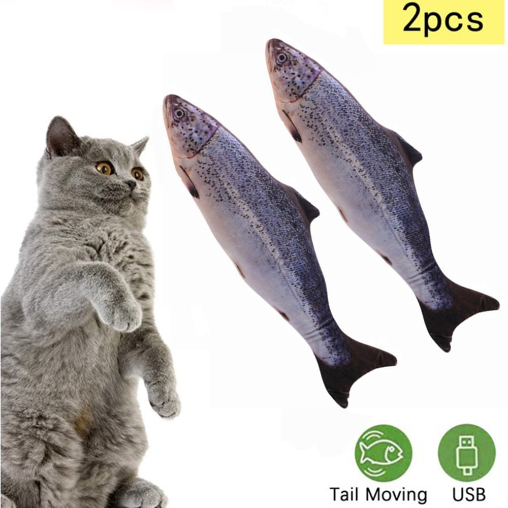 2Pack Electric Moving Fish Cat Kicker Toy, Flipping Fish Cat Toy ...