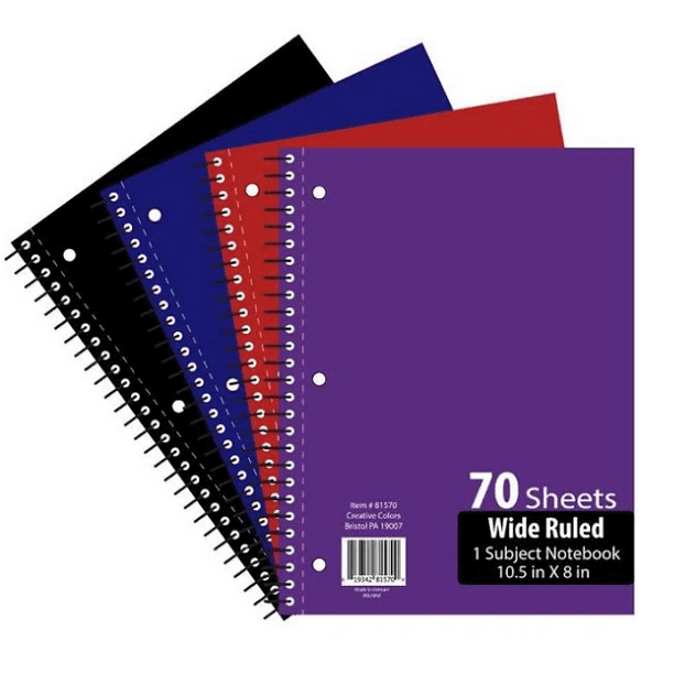 Check Plus Spiral Notebook 70 Sheets 10.5x 8 in 1 Subject Astd ...