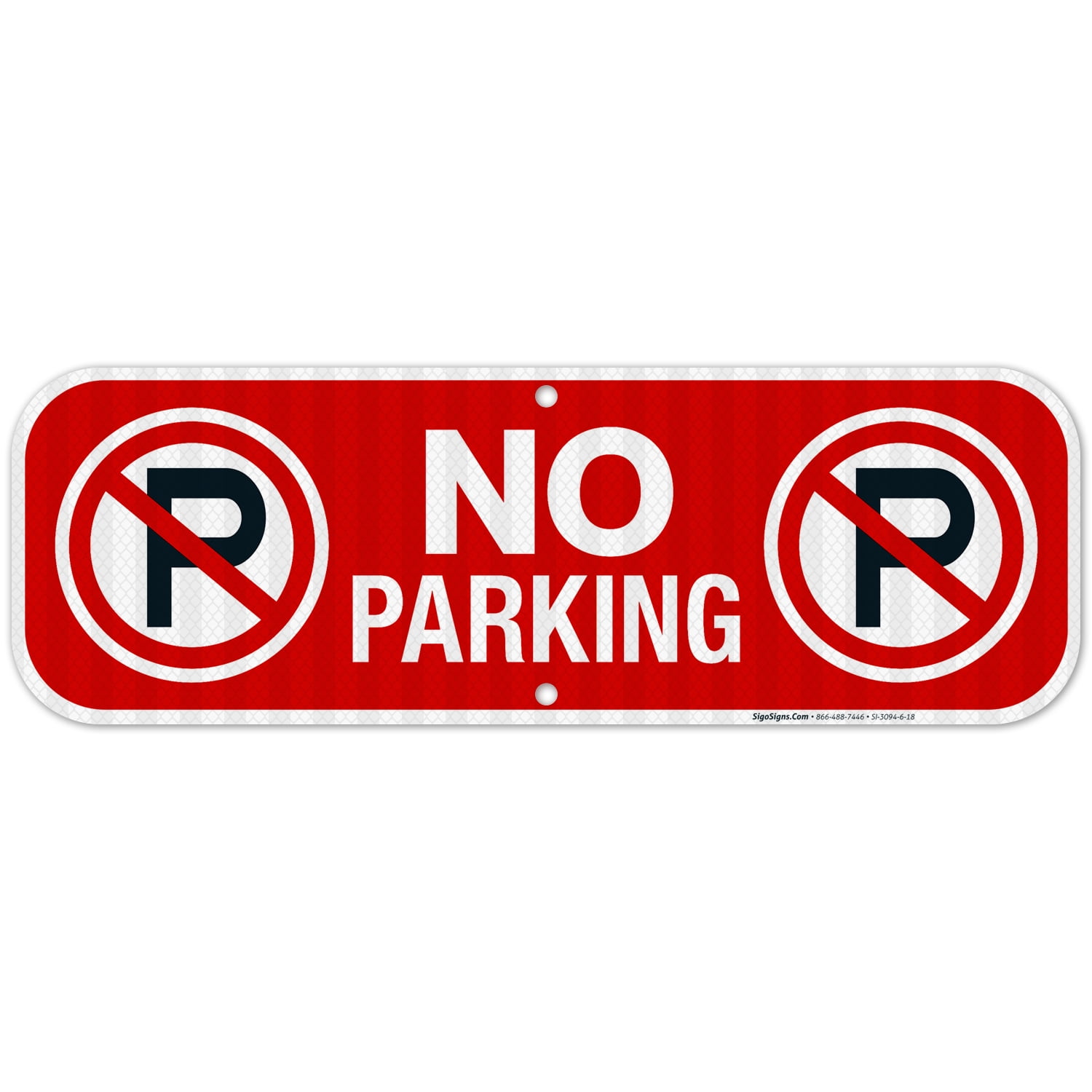 No Parking with Symbol Sign, Red Background, 6x18 Reflective Aluminum ...