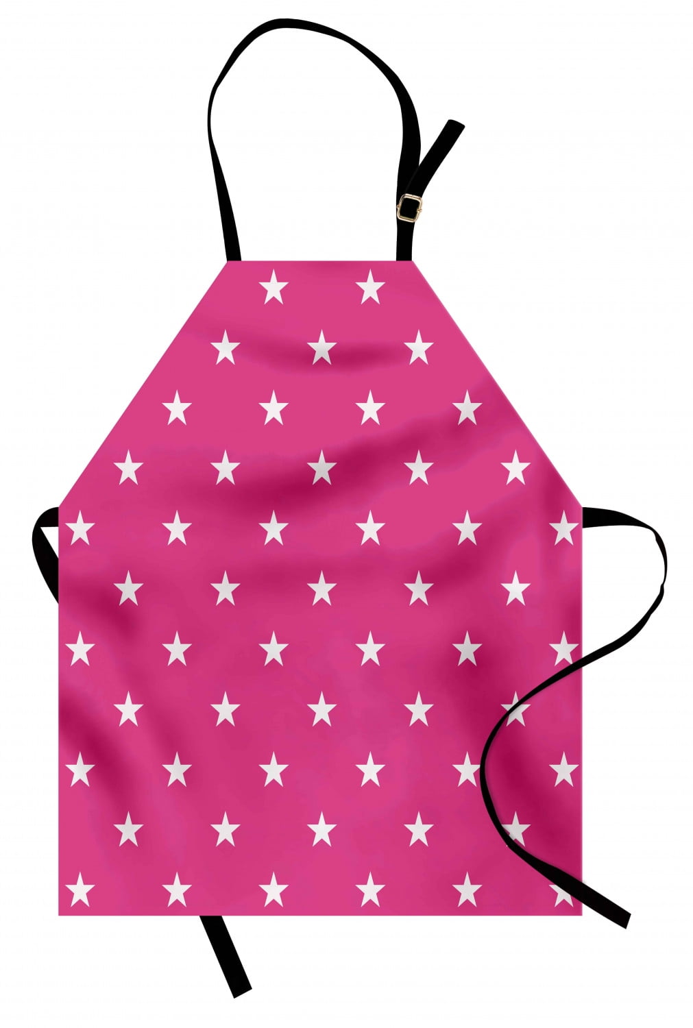 Hot Pink Apron Symmetrical Pattern with White Stars Girlish Pattern ...
