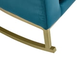MoDRN Glam Velvet Rocking Chair with Lumbar Pillow, Teal/Satin Brass ...