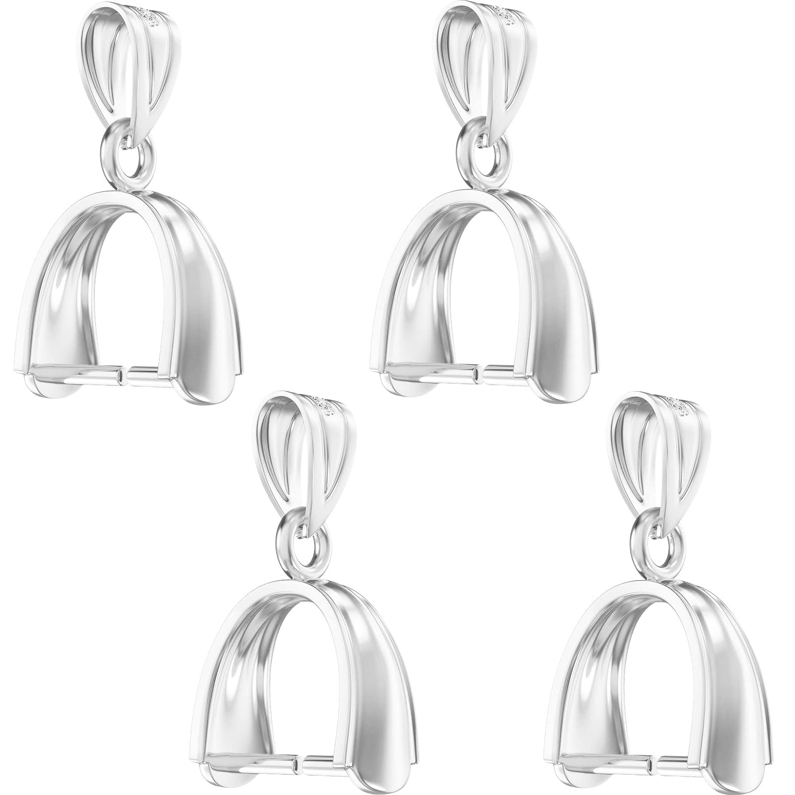 925 Sterling Silver Pinch Bails for Pendants Clasp Connectors Bails for ...