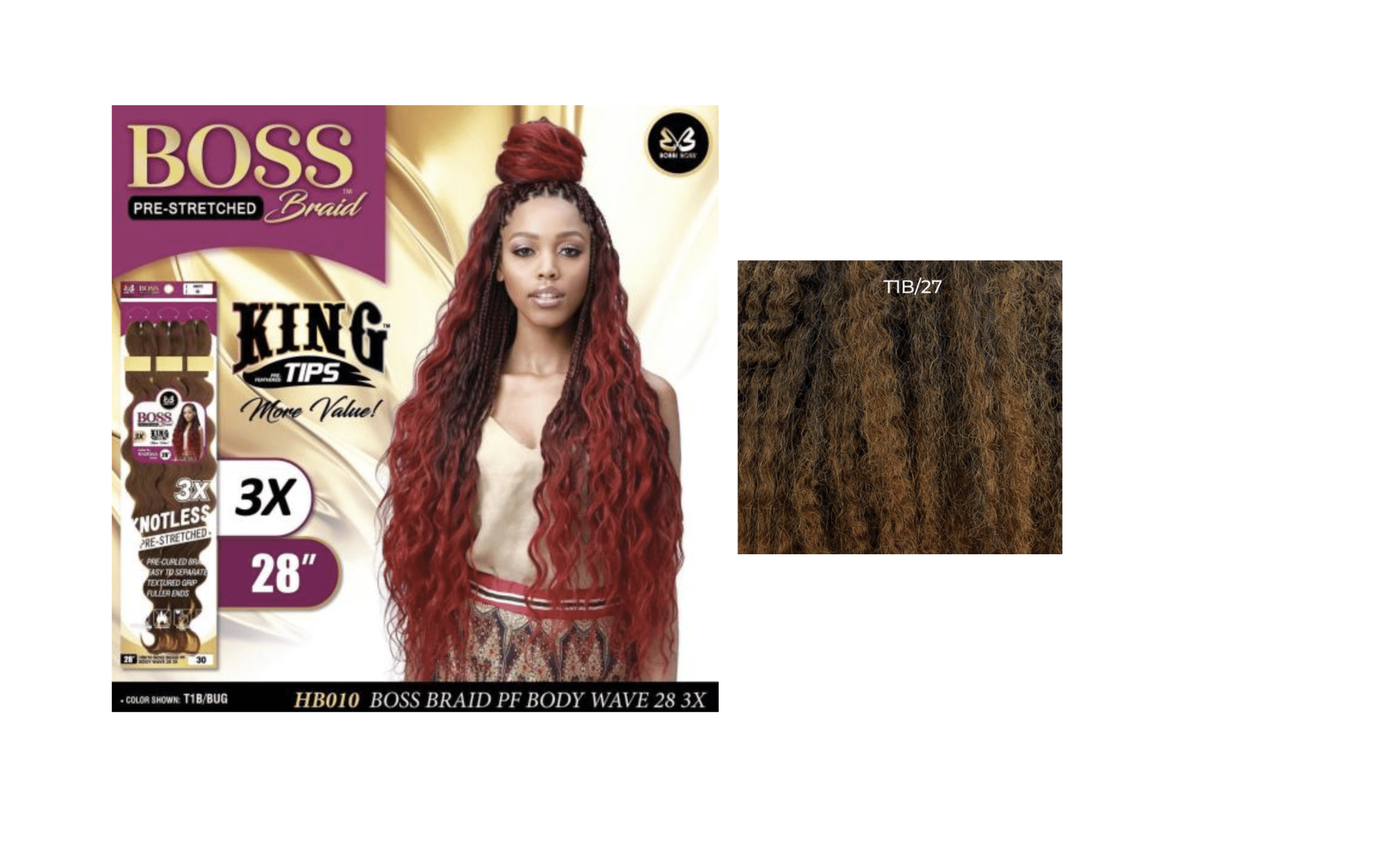 Bobbi Boss King Tips Body Wave 28" 3x (COLOR #T1B/27) - Walmart.com