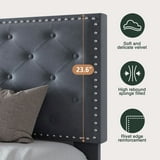 Amolife King Bed Frame with Tall Backboard, Adjustable Velvet-Studded ...