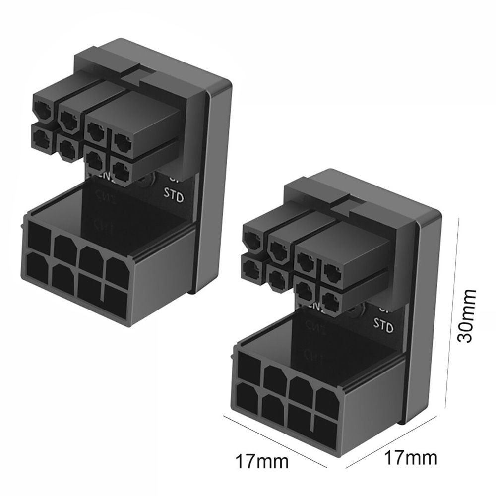 2PCS Durable Elbow Head GPU Power interface Angled Turning Connectors for Graphics Cards ATX 6/8 ...