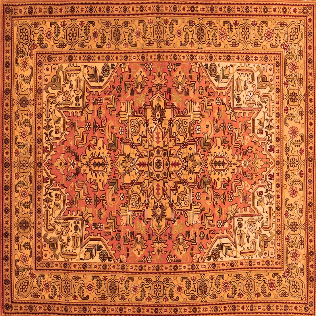 Ahgly Company Indoor Square Persian Orange Traditional Area Rugs, 6 ...