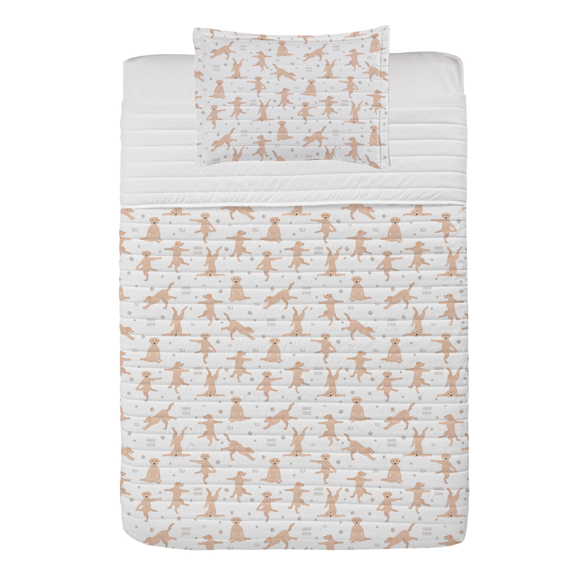 Yellow Lab Microfiber Bedspread Set, Labrador Retriever Funny Doga Yoga ...