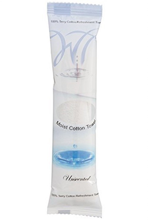 Pre-Moistened 100% Cotton Refreshment Towel 8 Rolled Unscented 50 ct ...