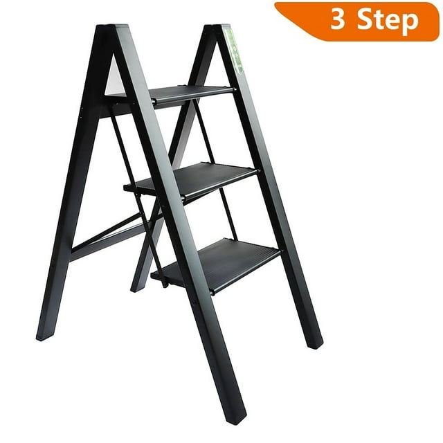 Folding Step Ladders (2-Step / 3-Step / 4-Step) Heavy Duty Aluminum ...