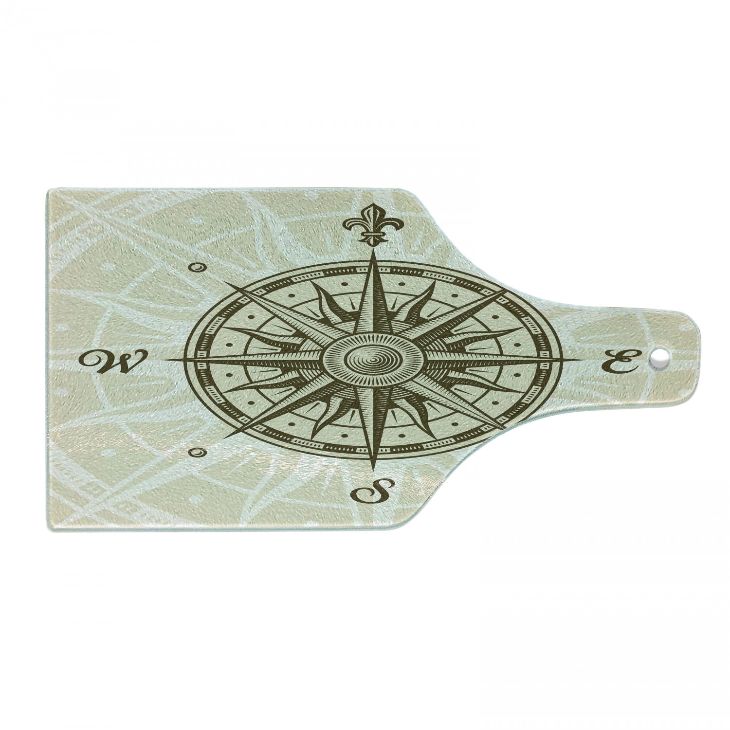 Compass Cutting Board, Sun Motif Backdrop with Windrose Directions East ...
