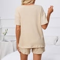 Aellinatey Women's Knitted V-neck Short-sleeved Top and Shorts Pajama ...