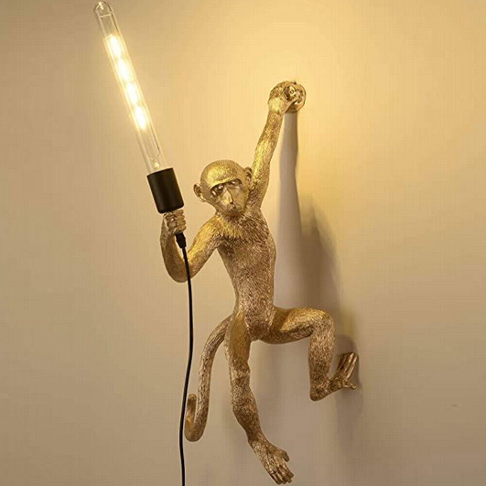 Miumaeov Vintage Resin Hemp Rope Monkey Wall Light Fixture Industrial ...
