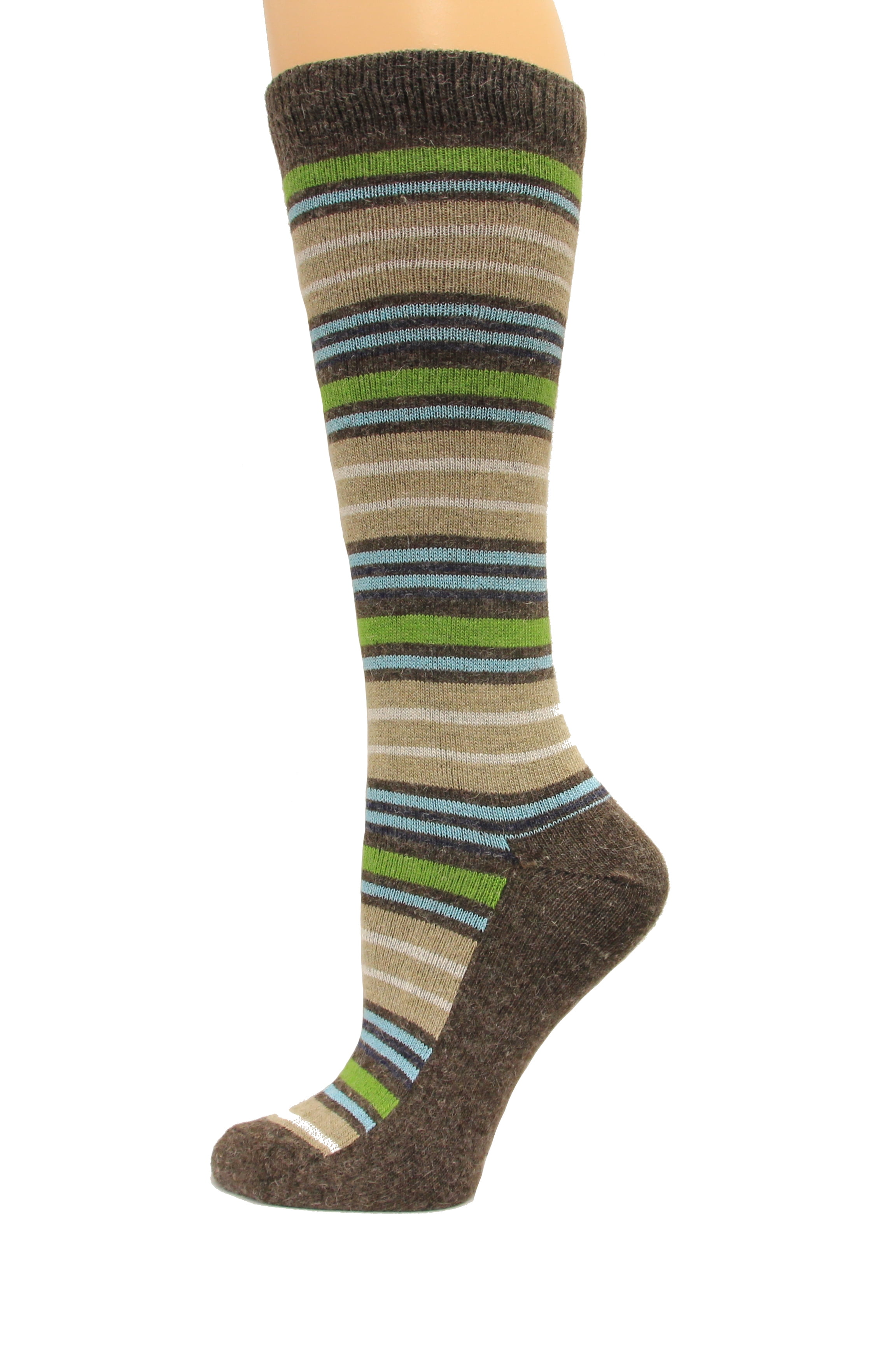 Wise Blend Angora Stripe Knee High Socks, 1 Pair, Brown, Medium, Shoe ...
