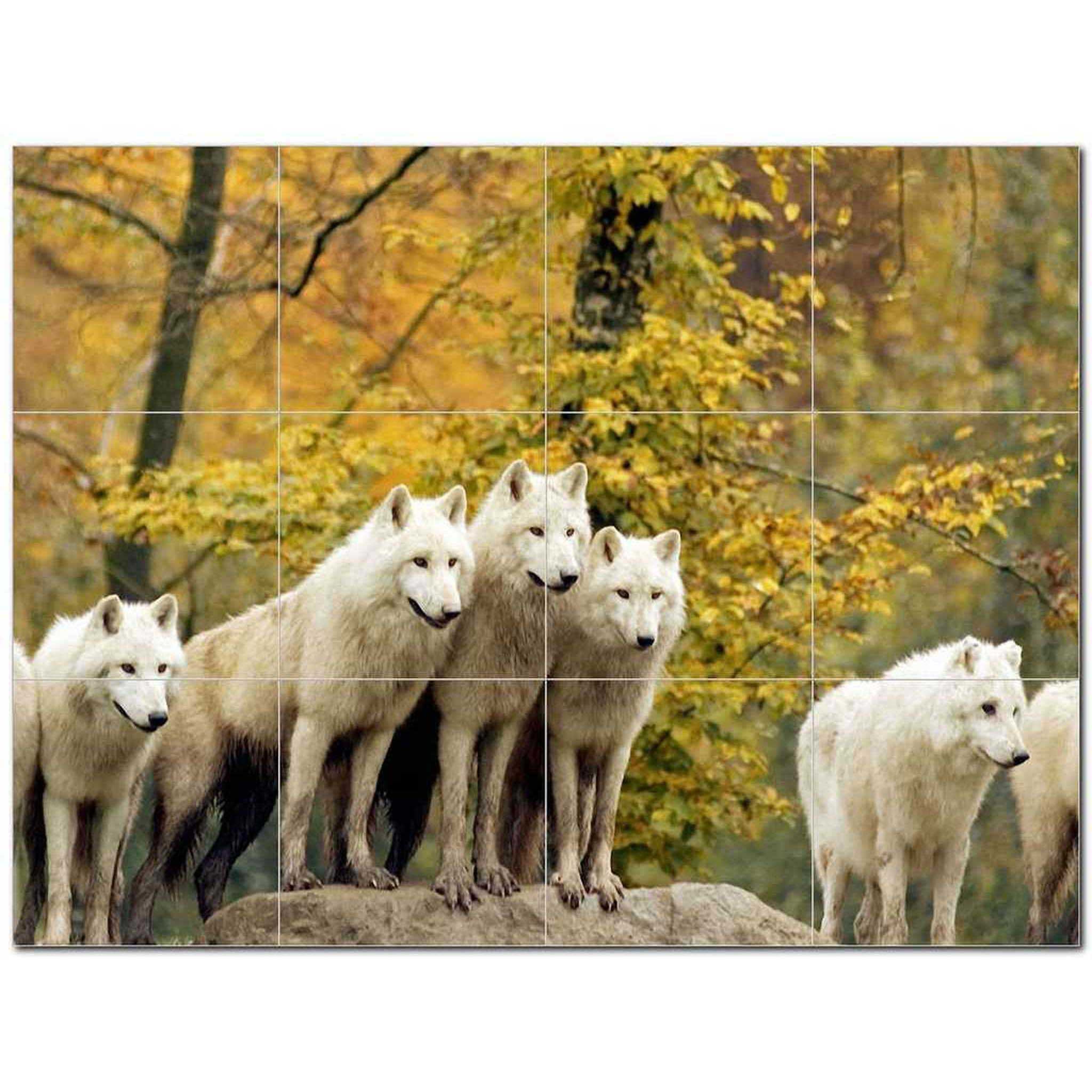 Wolf Wolves Ceramic Tile Mural Kitchen Backsplash Bathroom Shower ...