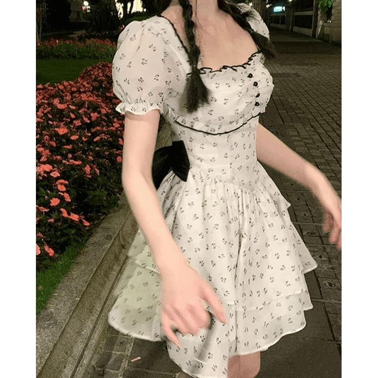 French Floral Mini Dress Woman Beach Elegant One Piece Dress French Floral Mini Dress Woman Beach Elegant One Piece Dress