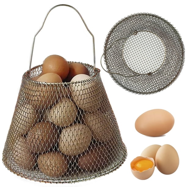 AMERTEER Egg Basket Galvanized Collapsible Egg Mesh Box Fast-drying ...