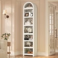 76" Tall Narrow Arched Bookcase Set of 2, 7-Teir Mid-Century Modern ...