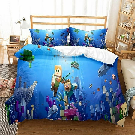 Minecraft 3d Digital Print Duvet Set Sheet Three Piece Student Bedding ...