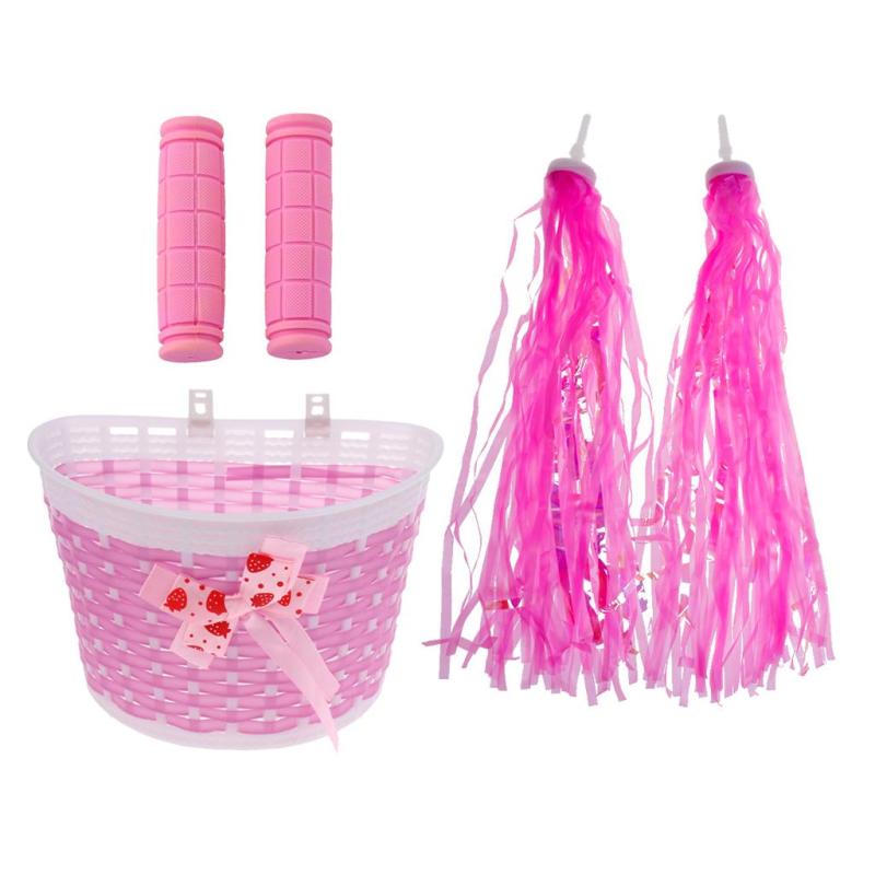Bike Front Basket Girls Decor Tassel Streamer Tricycle Handlebar Grip ...