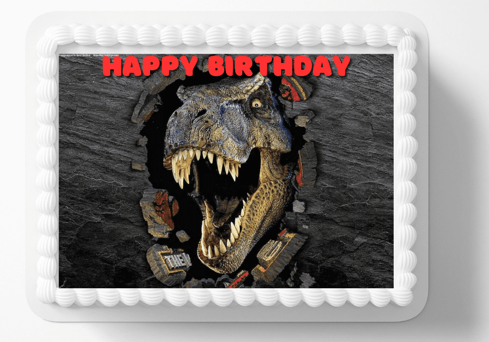 Dinosaur Dino T-Rex Edible Image Edible Birthday Cake Topper Frosting ...