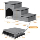 "YUWENUS Collapsible 3-Step Dog Stair with Storage, 17"" Folding Ramp ...