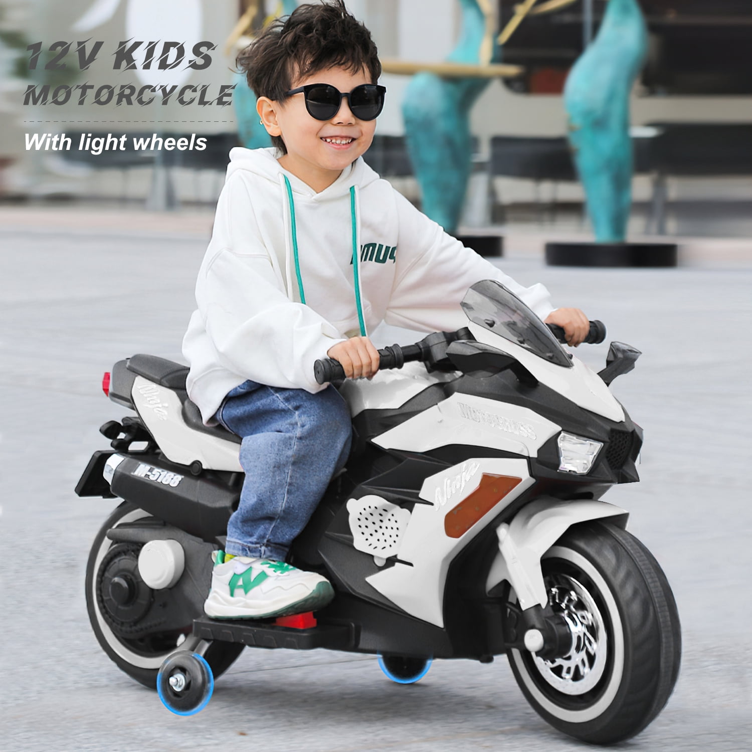 Buy 12V Motorcycle for Girls Boys, Ride on Motorcycle with LED Lights ...