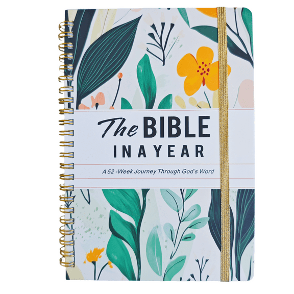 The Bible in a Year Spiral Bound Notebook: 52-Week Guided Journey ...