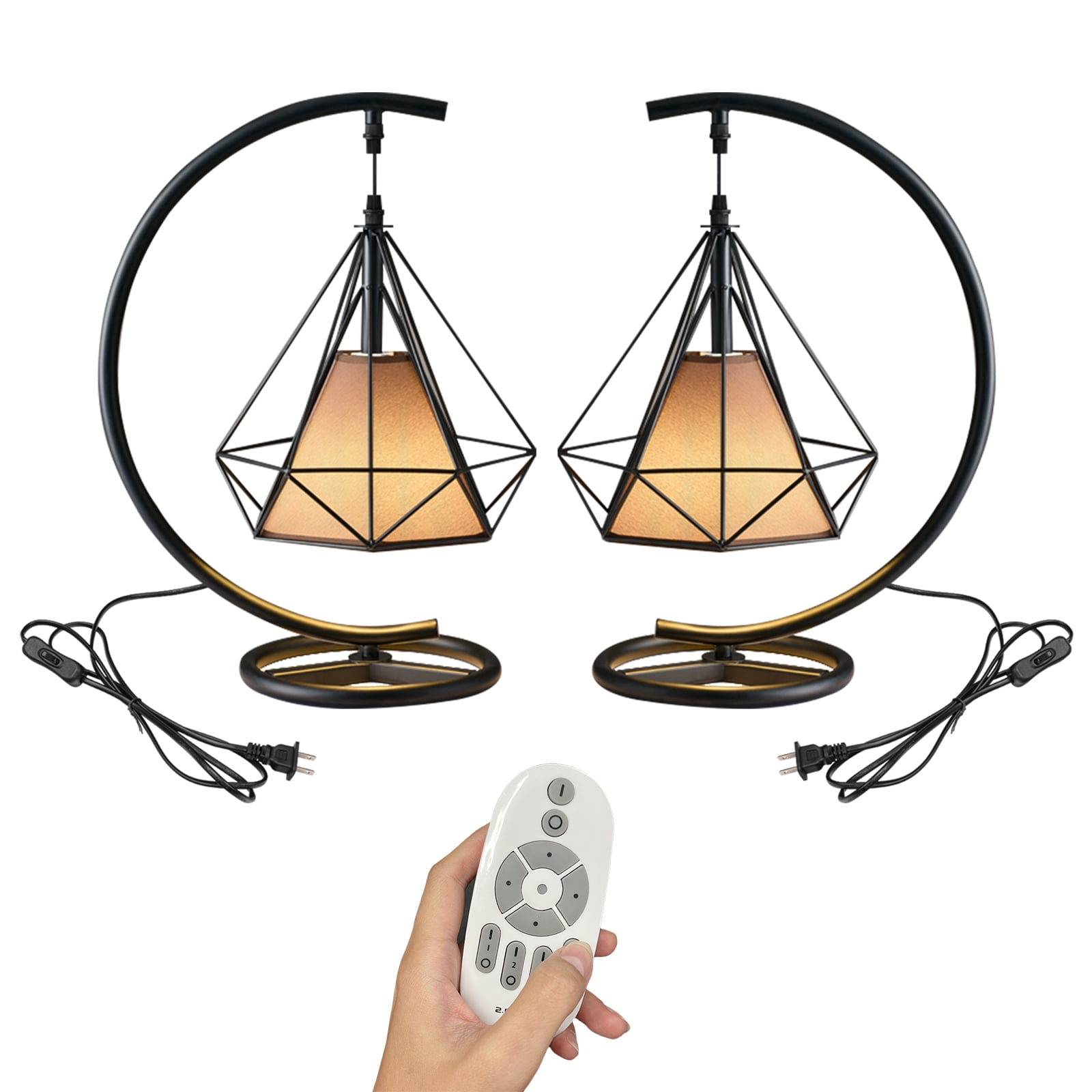 Kiven Modern Plug in Table Lamp, Dimmable Desk Lamp with Fabric ...