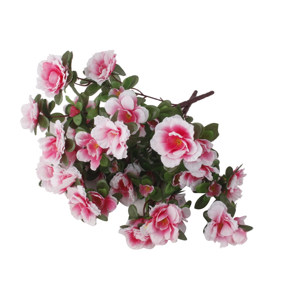 2 Bunches Artificial Azalea Silk Flowers Plant Wedding Decorations ...
