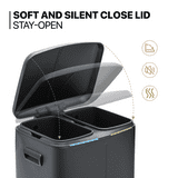 MoNiBloom 10 Gallon Dual Compartment Trash Can, 2 x 5 Gallon Inner ...