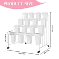 Floral Cart with Wheels, 4-Layer, 16 Buckets, 360-Mobility, White Paint ...
