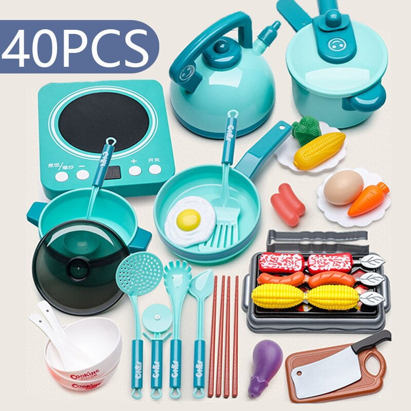 Plastic Kitchen Toy Shopping Cart Set Cut Fruit and Vegetable Food Play ...