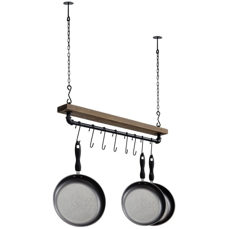 FarmHome Rustic Industrial 8 S-Hooks Ceiling Mounted Hanging Pot Rack ...