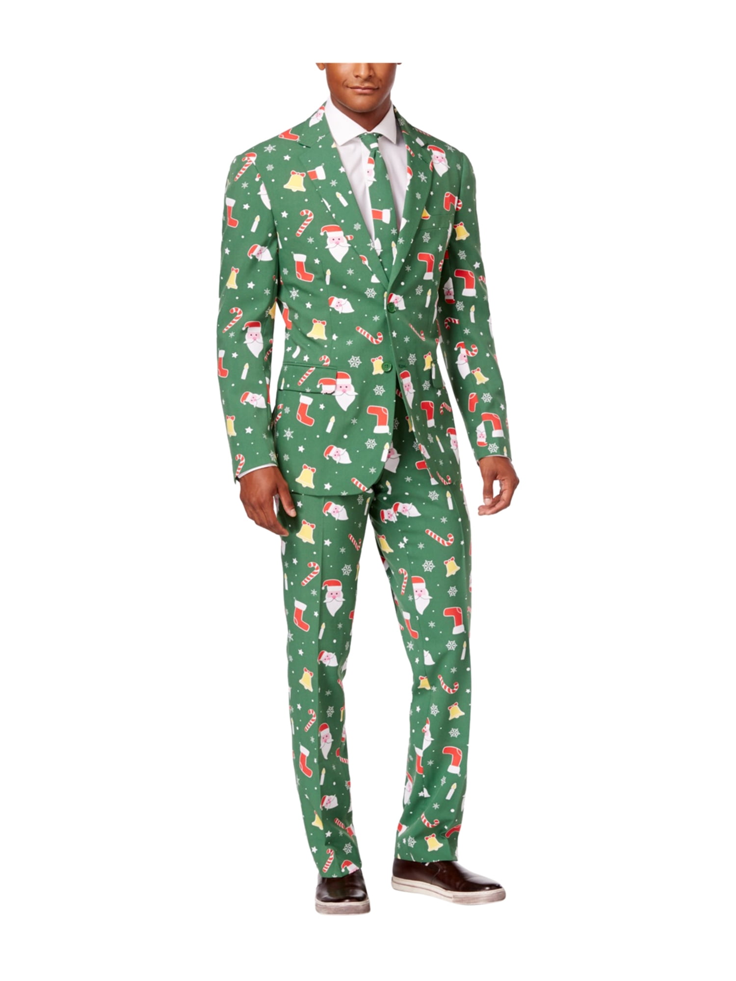 OppoSuits Mens Santaboss Two Button Formal Suit darkgreen 46 | Walmart ...
