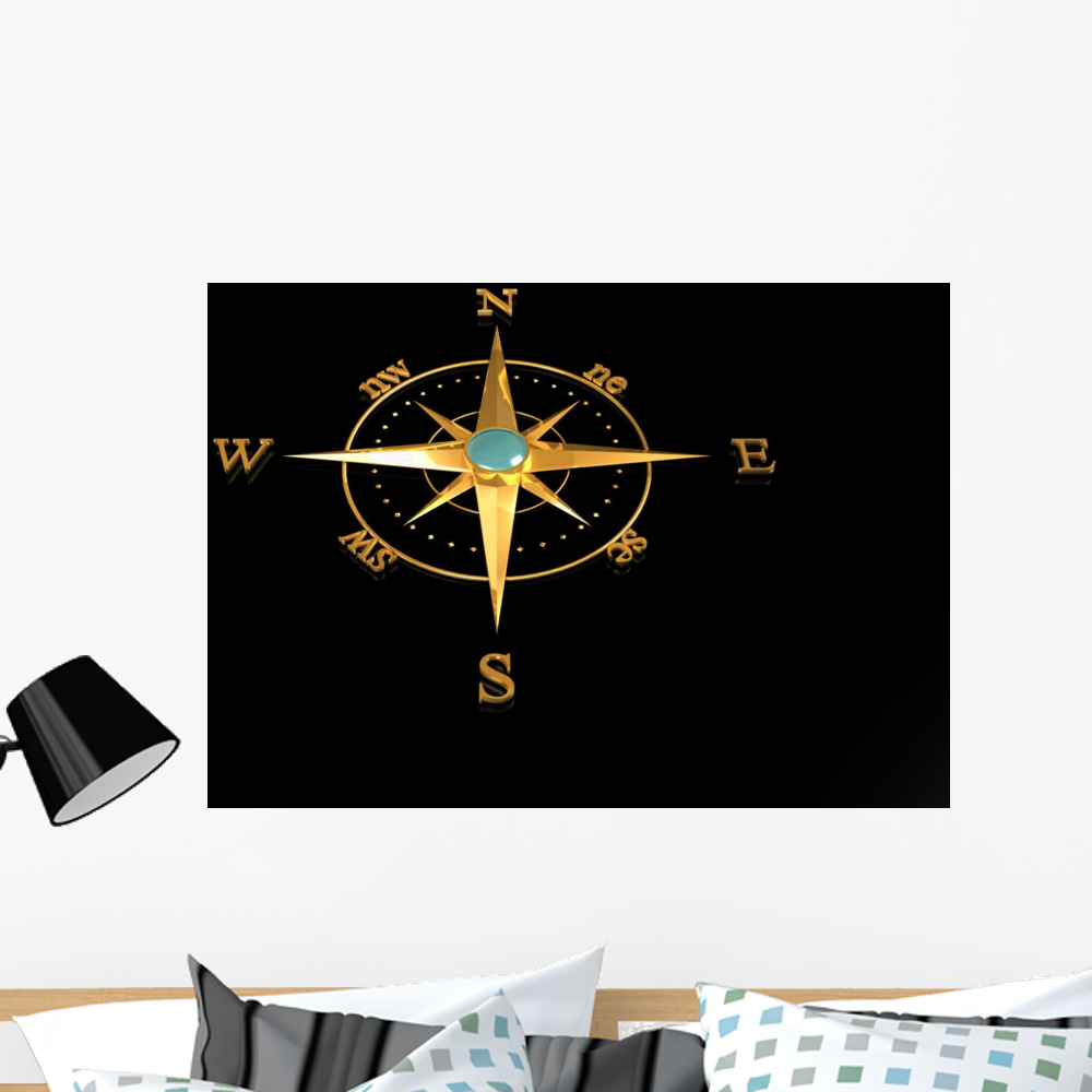 Compass Rose Gold Wall Mural by Wallmonkeys Peel and Stick Graphic (36 ...