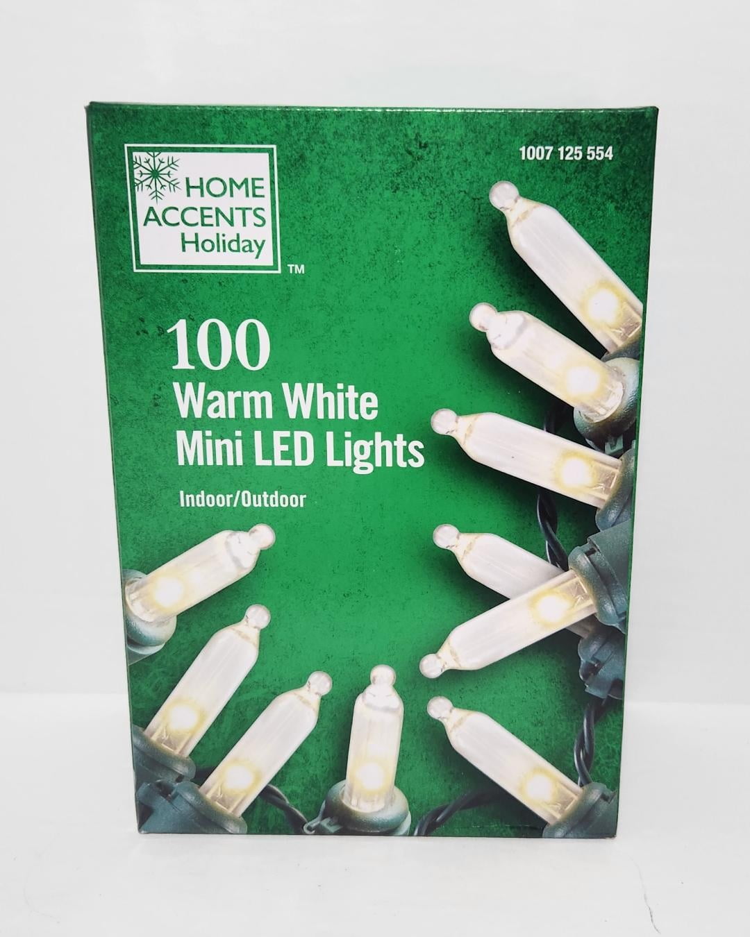 100 Count Warm White Mini LED Christmas String Lights with Green Wire ...