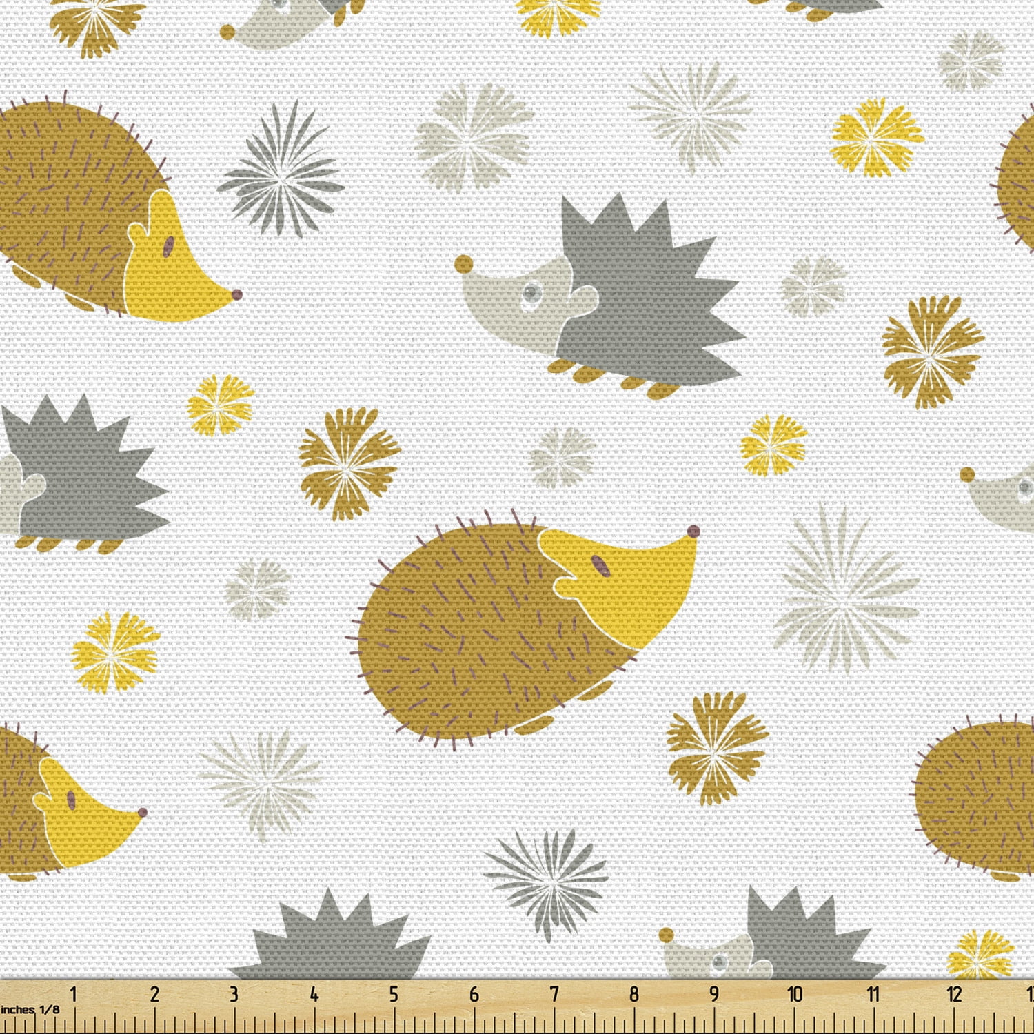 Hedgehog Fabric by the Yard, Autumn in Woods Theme Different Wildlife ...