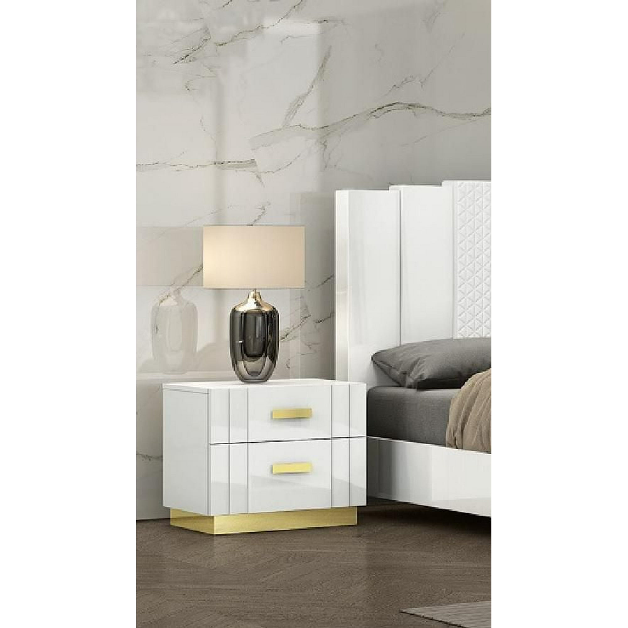 Click here for K-Living Tanner Nightstand In White With Titanium... prices