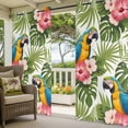 Animal Blue Parrot Outdoor Curtains for Patio, Pink Red Flower Green ...