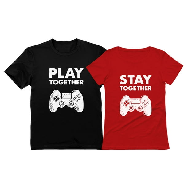 Matching Couples Shirts Play Together Stay Together Funny Gamer Tshirt ...